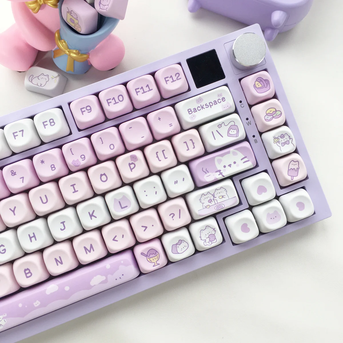 Kawaii Cat Tea Party Pastel Mao Profile Keycaps (132 Keys) - KawaiiKeys