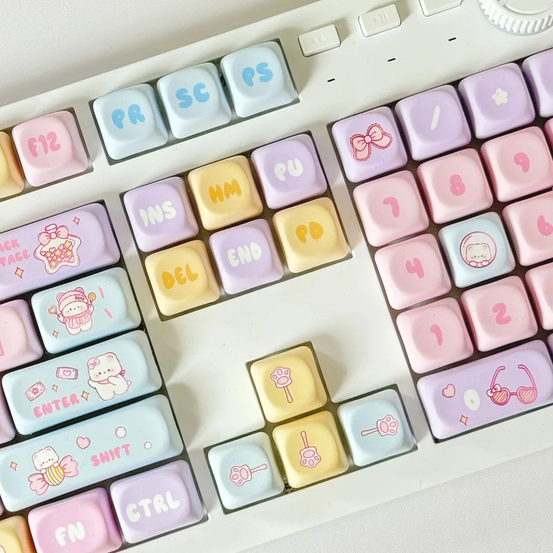 Kawaii Mao Profile Candy Theme Bear Pastel Keycaps (131 Keys) - KawaiiKeys
