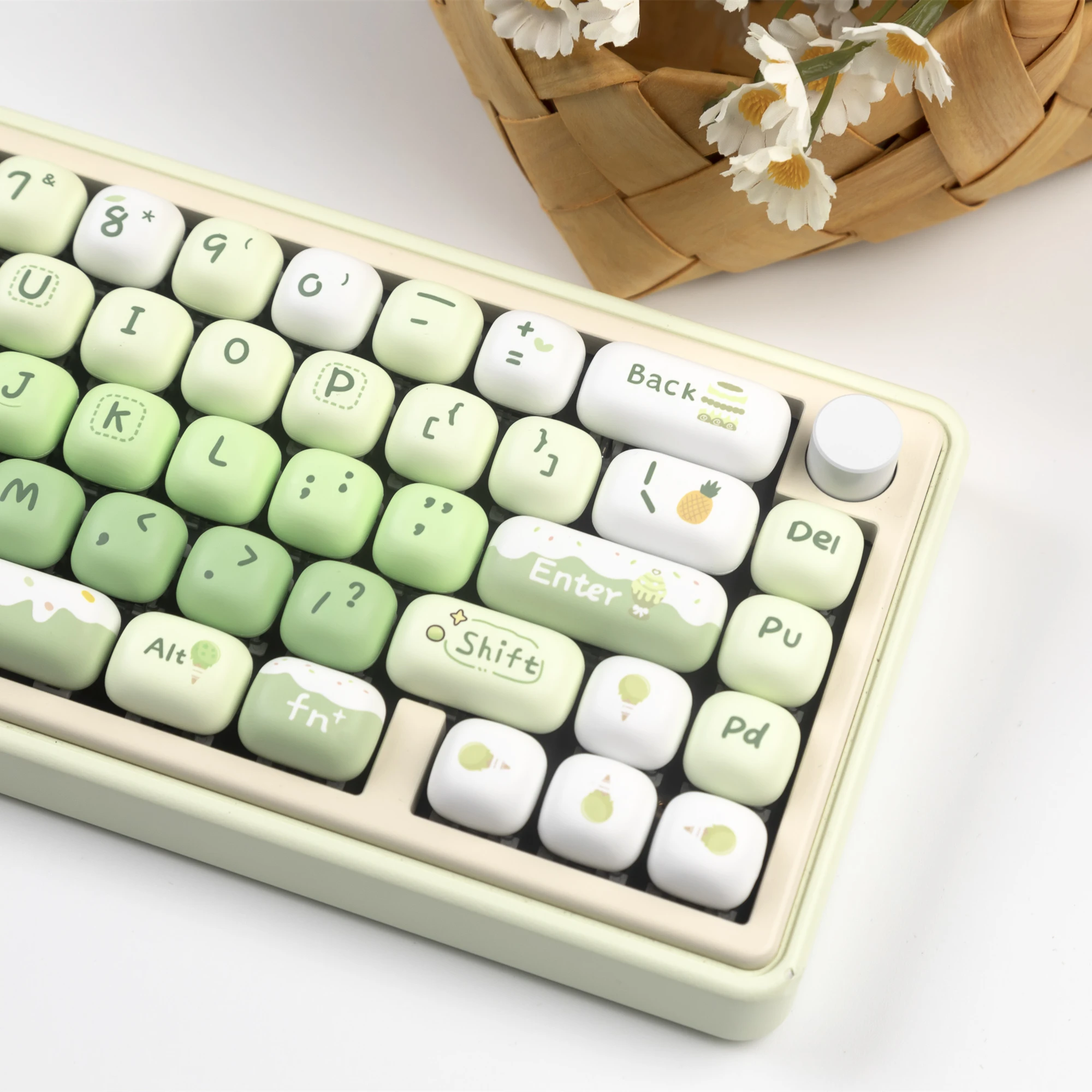 Kawaii Matcha Ice Cream Mog Profile Keycaps (138 Keys) - KawaiiKeys