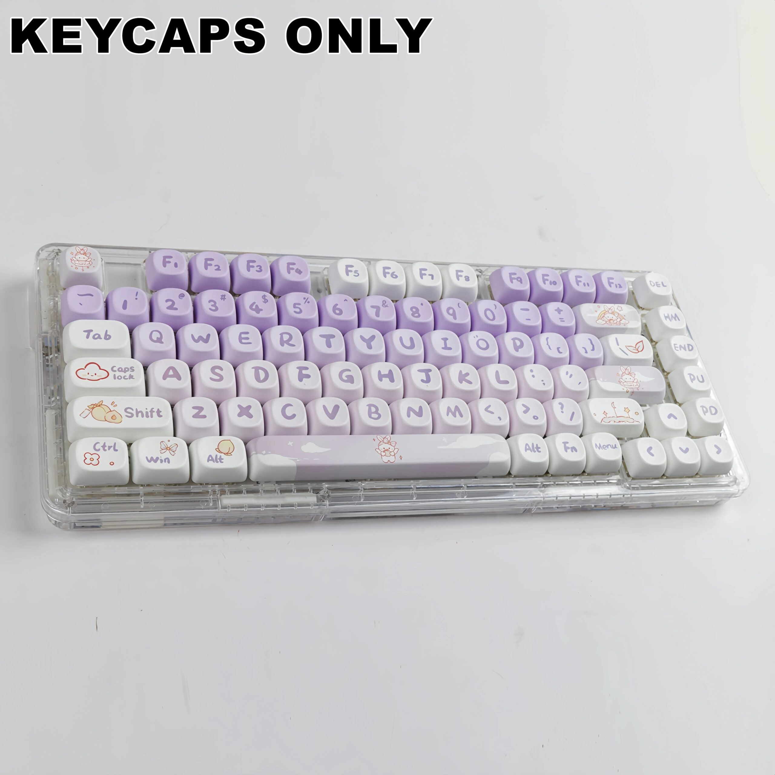 Kawaii Purple Pastel Bunny Themed Keycaps (142 Keys) - KawaiiKeys